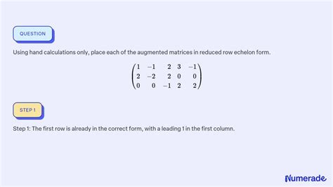 Solvedusing Hand Calculations Only Place Each Of The Augmented
