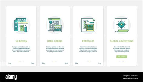 Media Advertising Service Designer Developer Portfolio Vector Illustration Ux Ui Onboarding