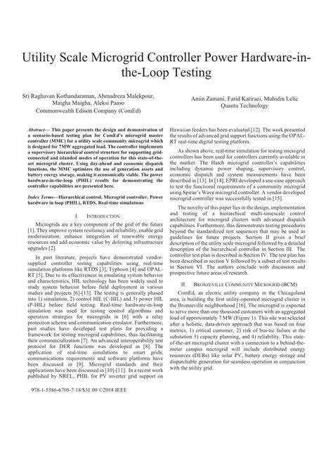 Pdf Utility Scale Microgrid Controller Power Hardware In The Loop Testing
