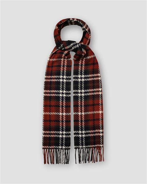 레드 체크 울 스카프 Eton