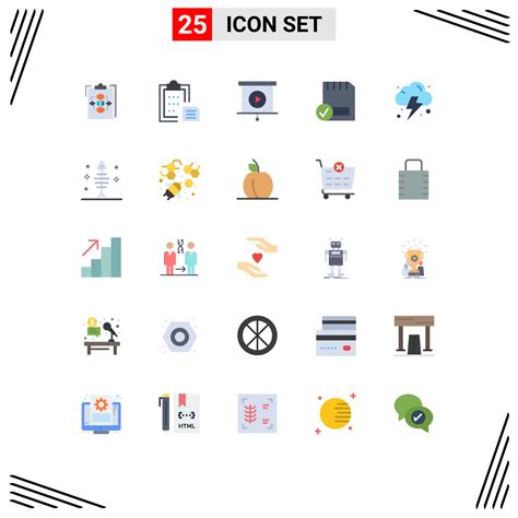 Set Of 25 Vector Flat Colors On Grid For Connected Card Document Presentation Analytics Editable