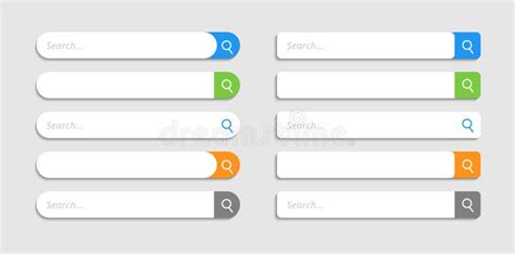 Modern Search Box Ui Element Searching Bar In Flat Color Stock Vector