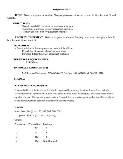 write a program to simulate memory placement strategies best fit