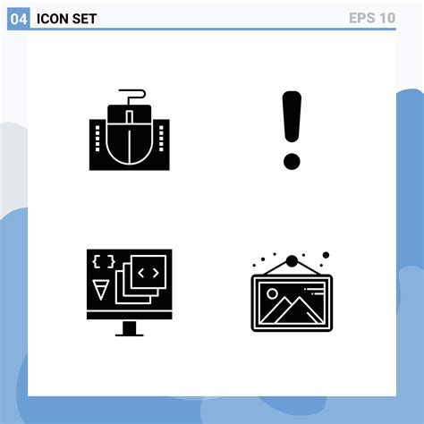 Pictogram Set Of Simple Solid Glyphs Of Mouse Coding Education Warning Development Editable