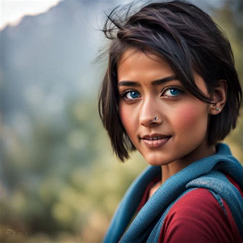 Short Haired Beautiful Nepali Girl With Blue Eyes By Azzyhang On Deviantart