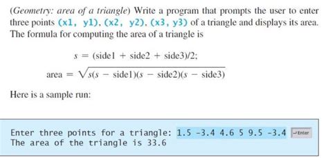 Solved Geometry Area Of A Triangle Write A Program That Chegg
