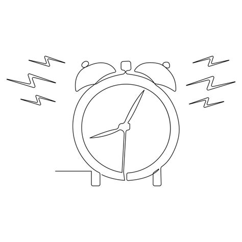 Continuous One Line Art Drawing Of Ringing Alarm Clock Outline Vector Illustration 38106859