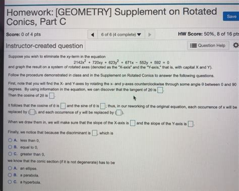 Homework [geometry] Supplement On Rotated Conics