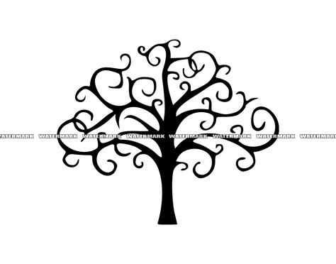 Swirly Tree Svg Swirly Tree Cut File Swirly Tree Dxf Swirly Etsy