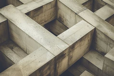 A Minimalist Abstract Grey Wallpaper Background Composed Of Intersecting Geometric Shapes Stock