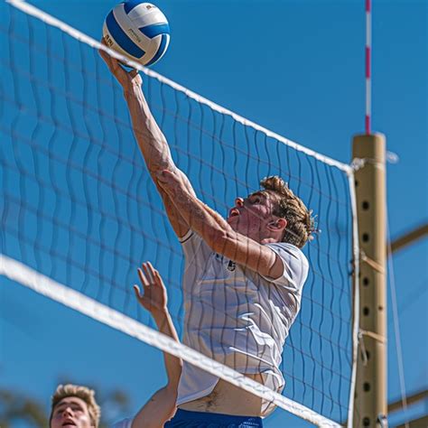 free volleyball block attempt image download at stockcake
