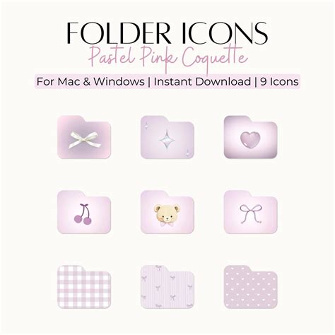 Pastel Pink Coquette Folder Icons For Mac And Windows Cute Aesthetic