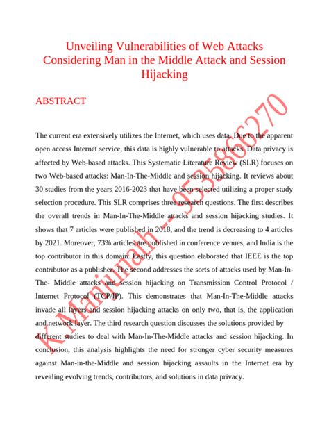 Unveiling Vulnerabilities Of Web Attacks Considering Man In The Middle Attack And Session