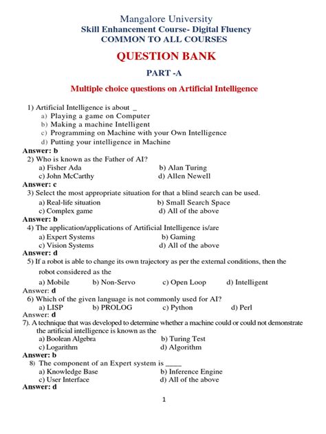 Question Bank Digital Fluency Pdf Internet Of Things Artificial Intelligence
