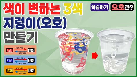 [과학실험] 색이 변하는 3색지렁이 오호 만들기 오호 학습 Youtube