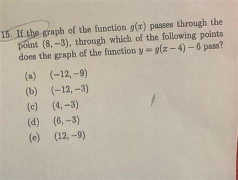 solved 15 if the graph of the function g x passes through