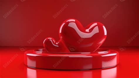 3d Red Hearts On A Red Powerpoint Background For Free Download Slidesdocs