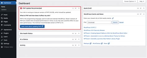 how to update php version of a wordpress site wp hive