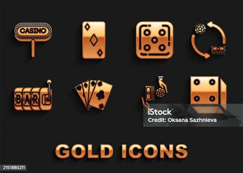 카드 놀이 달러 스택에 카지노 칩 교환 게임 주사위 슬롯 머신 간판 및 다이아몬드 기호 아이콘으로 설정합니다 벡터 가능성에 대한 스톡 벡터 아트 및 기타 이미지 Istock