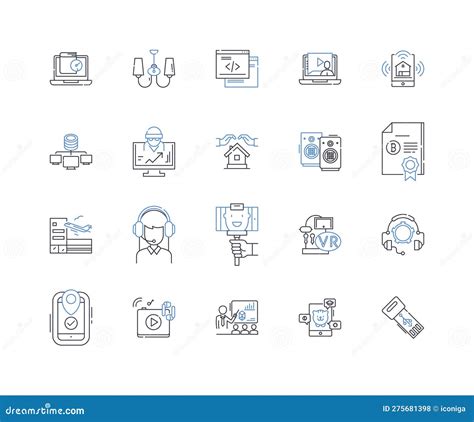Computer Hardware Industry Line Icons Collection Processor