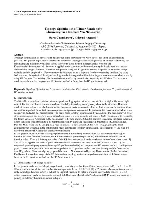 pdf topology optimization of linear elastic body minimizing the