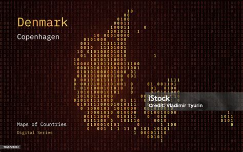Denmark Map Shown In Binary Code Pattern Matrix Numbers Zero One Stock