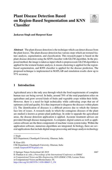Pdf Plant Disease Detection Based On Region Based Segmentation And Knn Classifier