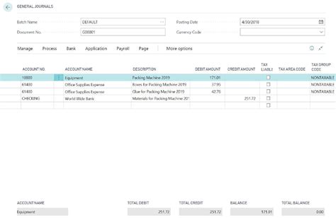 how to do a journal entry in dynamics 365 business central if you re