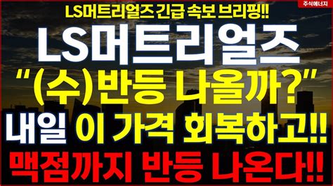 Ls머트리얼즈 수요일 반등 나올까 내일 이 가격 회복하고 맥점까지 반등 나온다 Ls머트리얼즈주가전망 Ls머트리얼즈 Ls머트 긴급속보 브리핑 Youtube