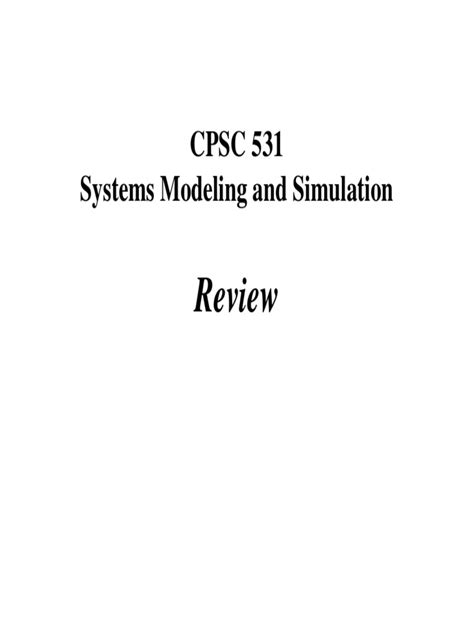 Cpsc 531 Systems Modeling And Simulation Review Pdf Statistical