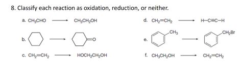Solved 8. Classify each reaction as oxidation, reduction, or | Chegg.com