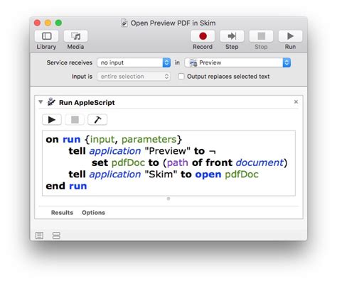 automator open the current pdf file in preview with another app ask