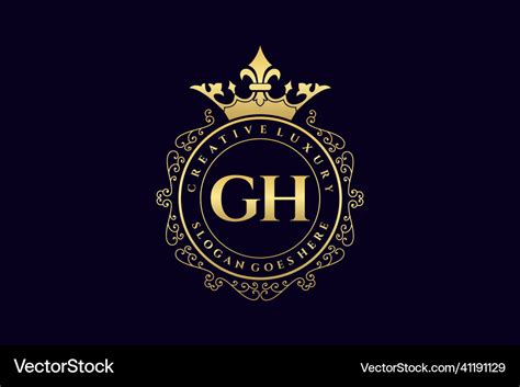 Gh Initial Letter Luxury Calligraphic Feminine Vector Image