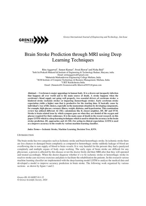 Pdf Brain Stroke Prediction Through Mri Using Deep Learning Techniques