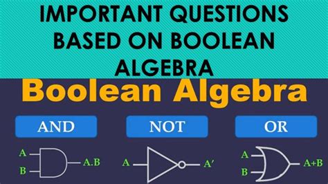 Important Question Of Boolean Algebra Boolean Logic Class Xi Computer Science Cbse Youtube