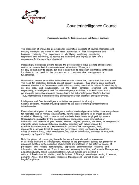 Counterintelligence Coursev1 Pdf Counterintelligence Strategic