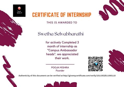 Swetha Selvabharathi On Linkedin Campusambassador Internship Techwithp Marketing