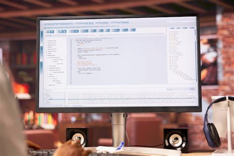 Codificador En La Estación De Trabajo Programando En La Computadora Escribiendo Líneas De Código