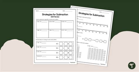 Subtraction Strategies Worksheet Teach Starter Worksheets Library