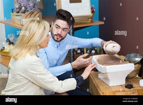 Grinding Cocoa Seed Stock Photo Alamy