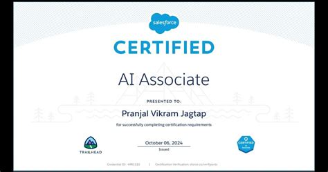 Pranjal Jagtap On Linkedin Now Salesforce Certified As Ai Associate🙂