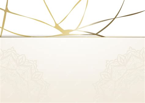 금색 킨츠기와 금색 만다라가 있는 밝은 배경 표지 초대장을 위한 황금 Kintsugi 디자인 프리미엄 벡터