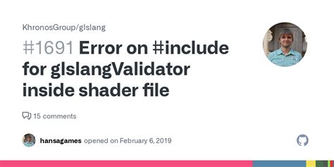 Error On Include For Glslangvalidator Inside Shader File · Issue 1691 · Khronosgroupglslang