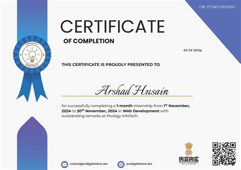 Arshad Husain On Linkedin Webdevelopment Internship Learningjourney Prodigyinfotech