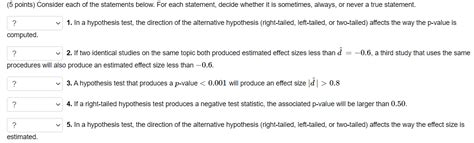 solved 5 points consider each of the statements below for