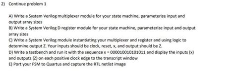 2 Continue Problem 1 A Write A System Verilog