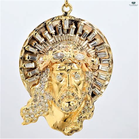 14k Yellow Gold Diamond Jesus Pendant 300 Ct Tdw 319 Grams P110221
