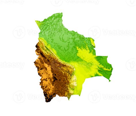 Bolivia Map Shaded Relief Color Height Map 3d Illustration 27720494 Png