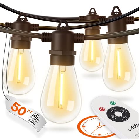 Addlon 50ft Led Outdoor String Lights Timer Control With Edison