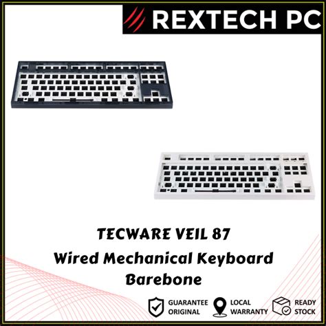 TECWARE Veil Wired Mechanical Keyboard Barebone Black White Keys TKL Layout Shopee